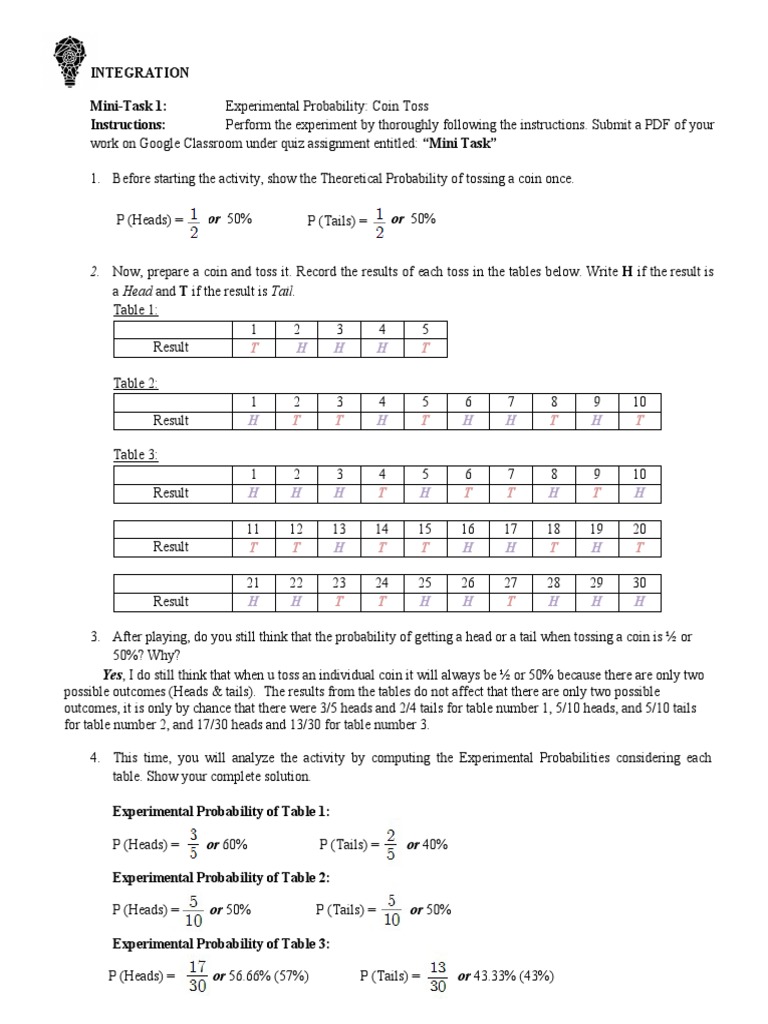 Probability Experiment Guide | PDF | Probability | Logic