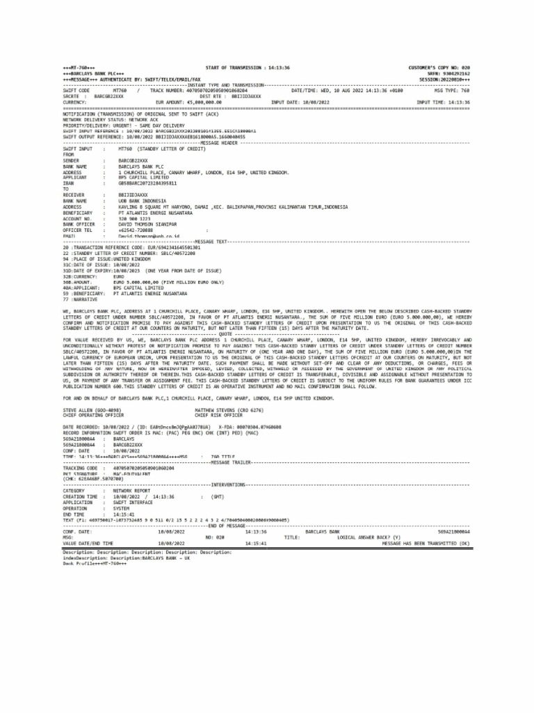 Barc Swift MT760 Uob Indo | PDF