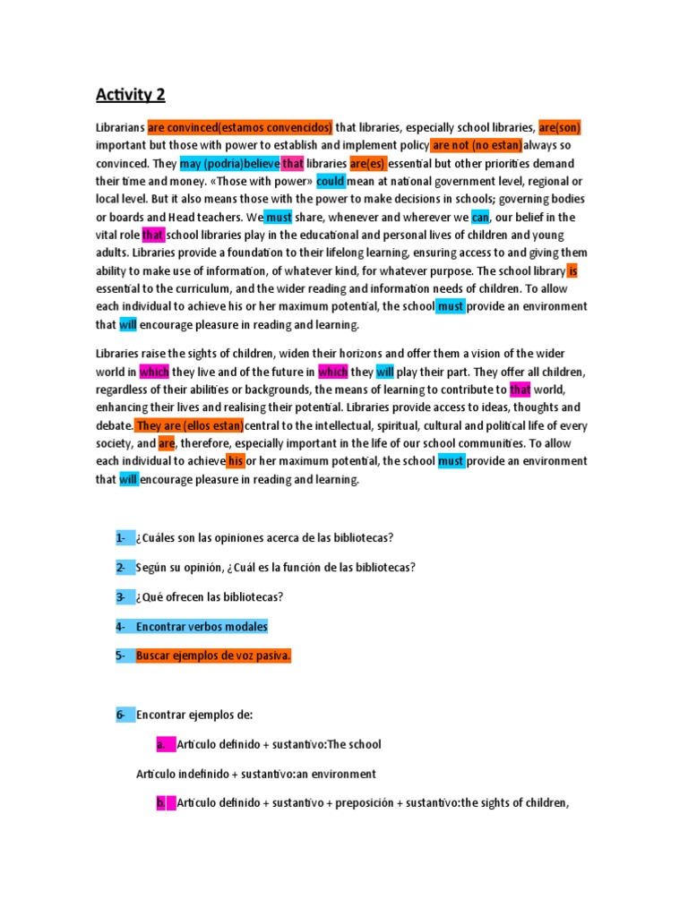Activity 2 | PDF | School Library | Libraries