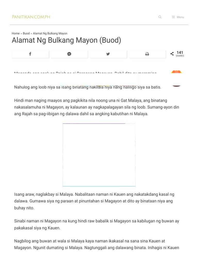 Alamat NG Bulkang Mayon (Buod) | PDF