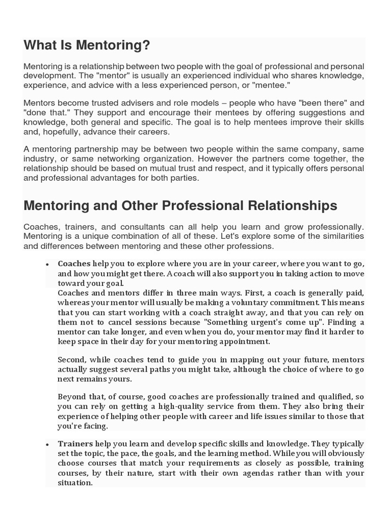 'Mentoring | PDF | Mentorship | Business