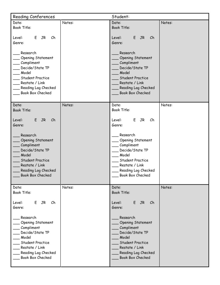 Reading Conference Form 3 | PDF