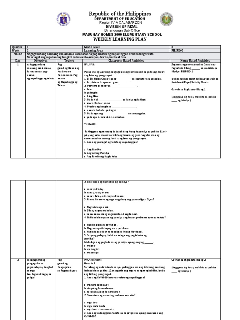 WLP Filipino-3 Q1 W2 | PDF