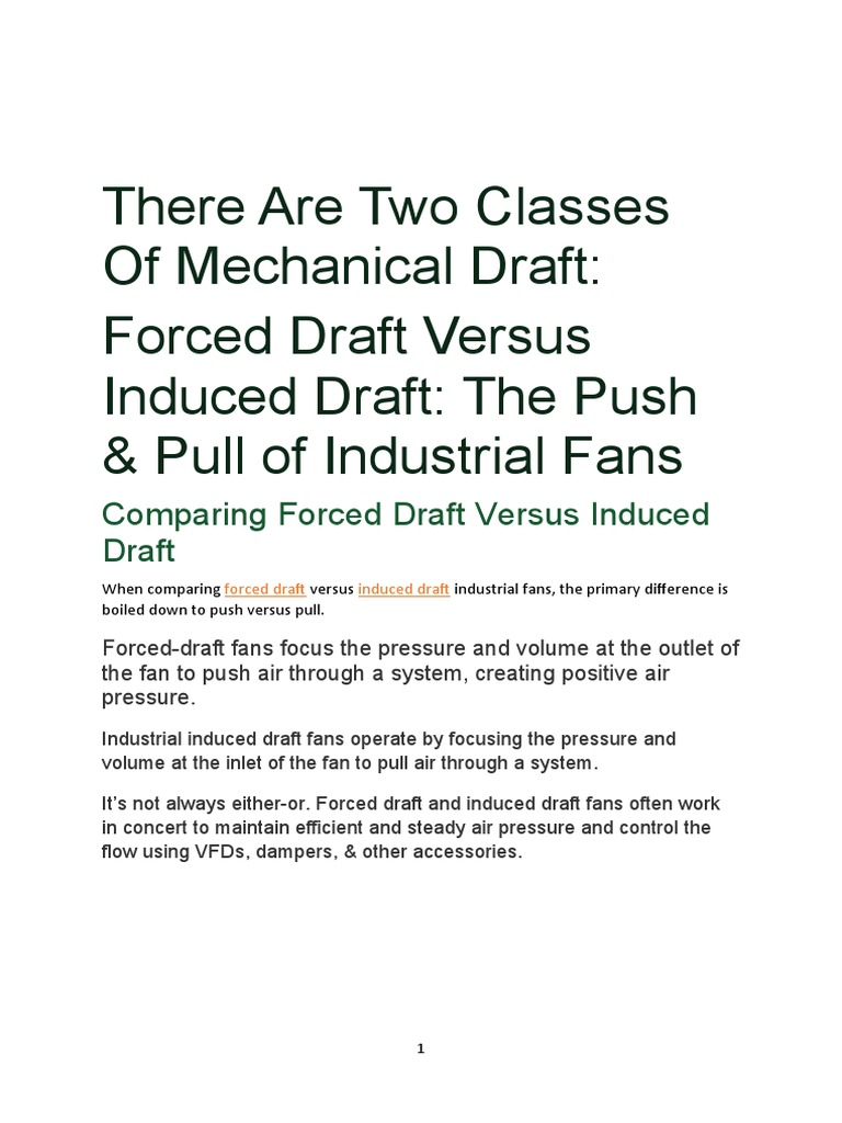 Forced vs Induced Draft Fans Explained | PDF | Boiler | Gas Technologies