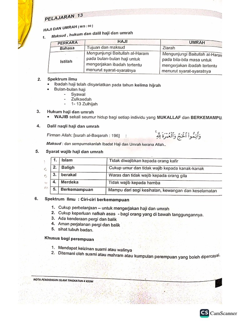 Nota Haji Dan Umrah Tingkatan 4 | PDF