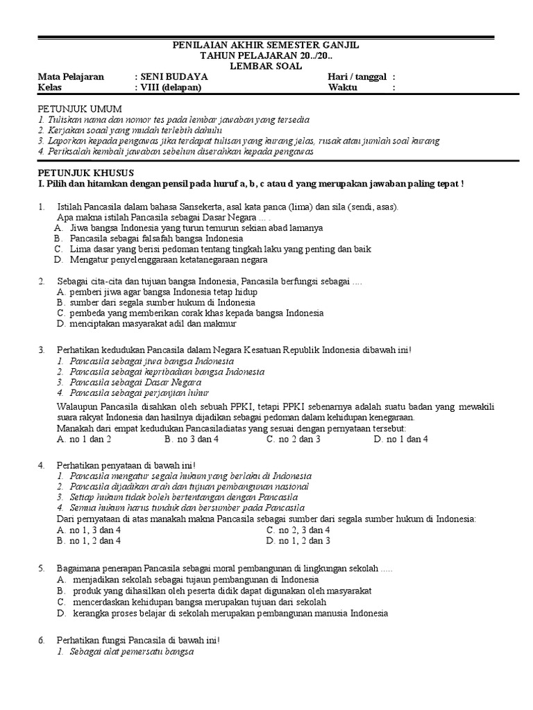 Soal PPKN Pas KLS 8 | PDF | Politik
