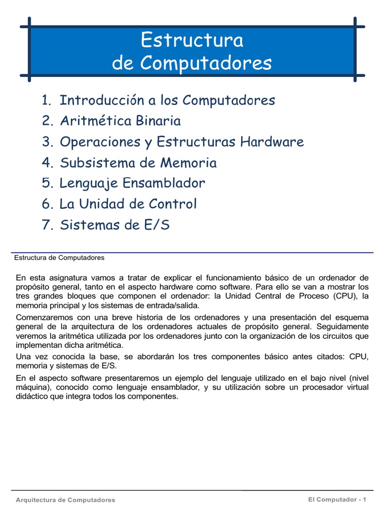 1-Introduccion A Los Computadores | PDF | Hardware de la computadora ...
