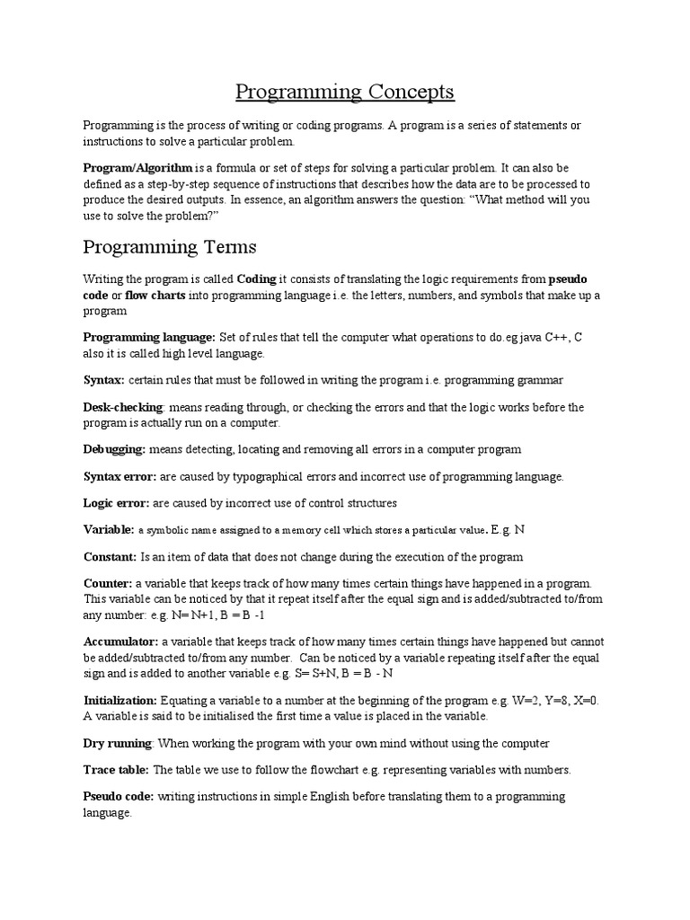 Programming Fundamentals An In Depth Look At Programming Concepts Structured Programming