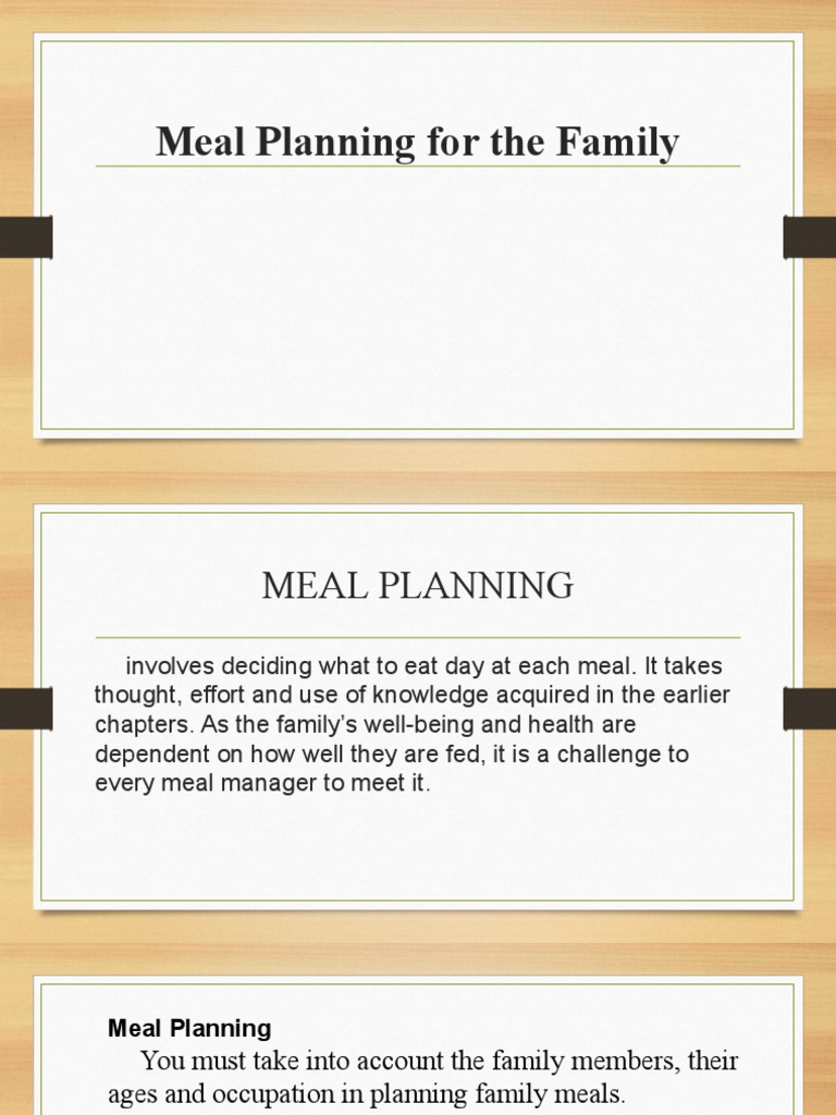 Meal Planning For The Family | PDF | Foods | Vegetables