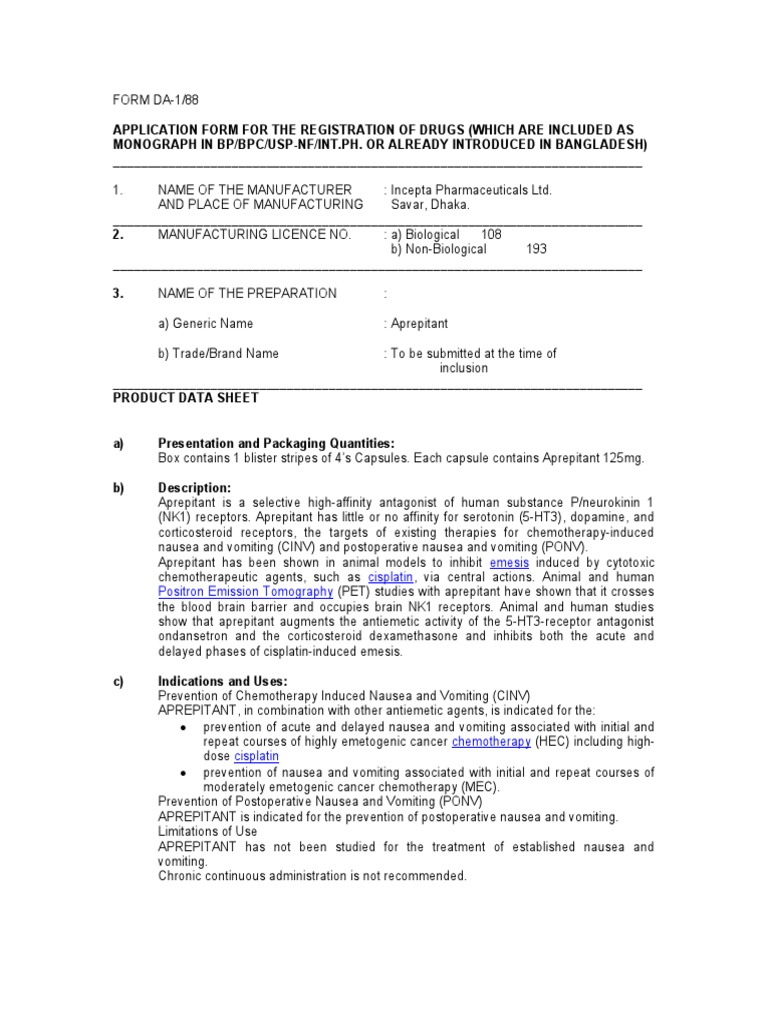 Aprepitant - 125mg Capsule | PDF | Drugs | Medicinal Chemistry
