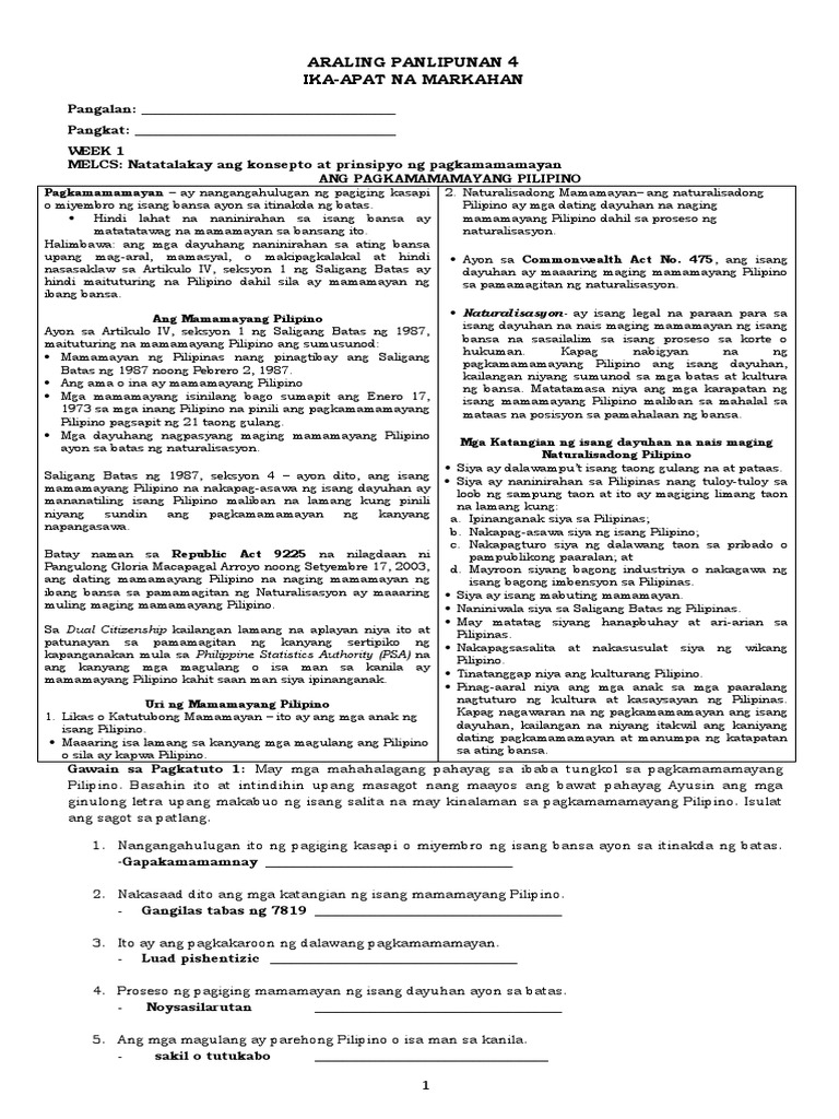 AP-WORKSHEETS-4TH-QUARTER | PDF