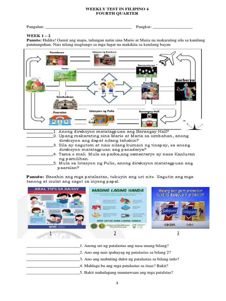 FILIPINO WEEKLY TEST - 4TH QTR - Revised | PDF