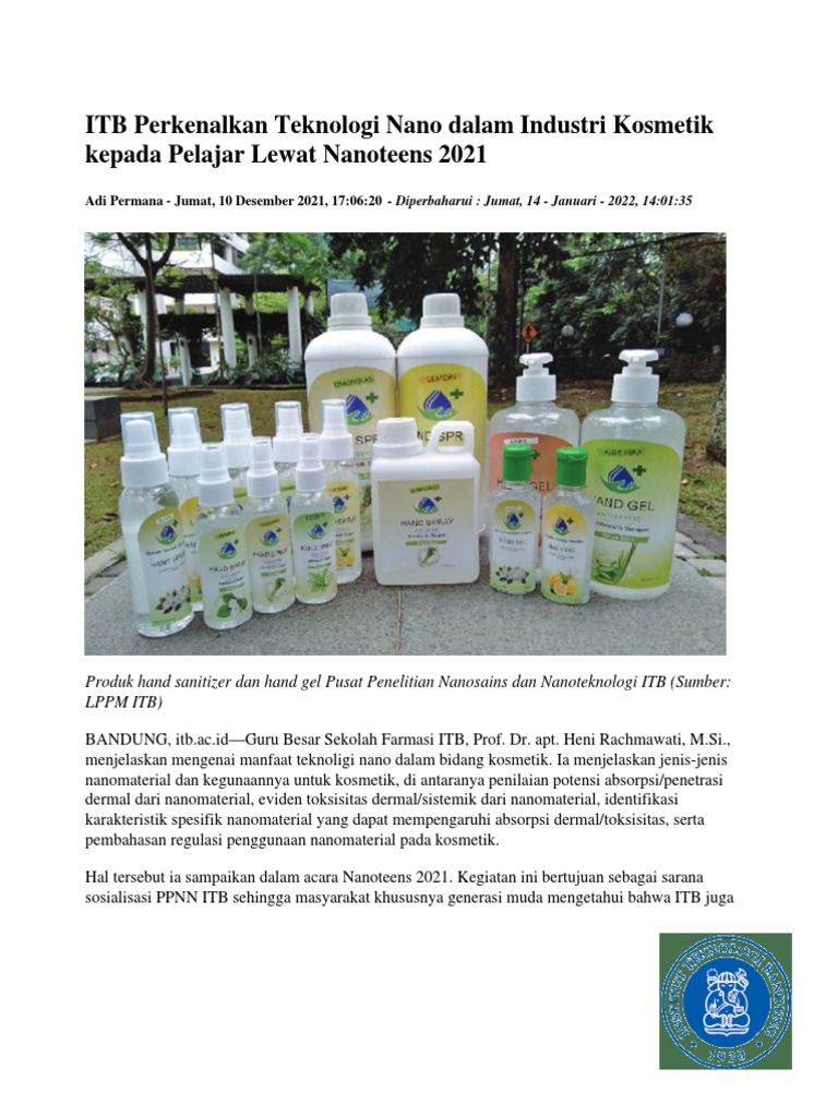 ITB Perkenalkan Teknologi Nano Dalam Industri Kosmetik Kepada Pelajar ...