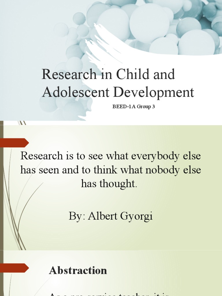 Research in Child and Adolescent Development | PDF | Autonomy ...