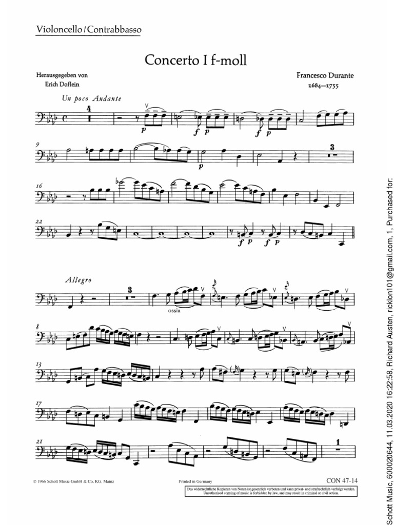 Concerto I F Minor Basso | PDF