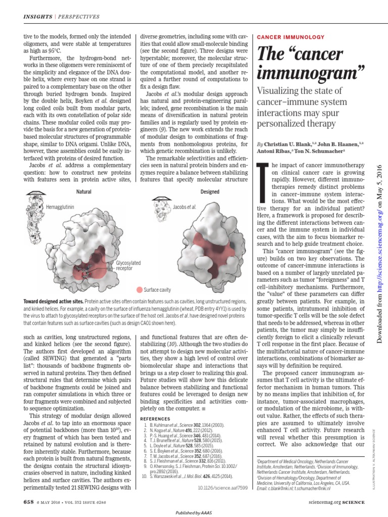Blank CU, Haanen JB, Ribas A, Et Al. The Cancer Immunogram. Science ...
