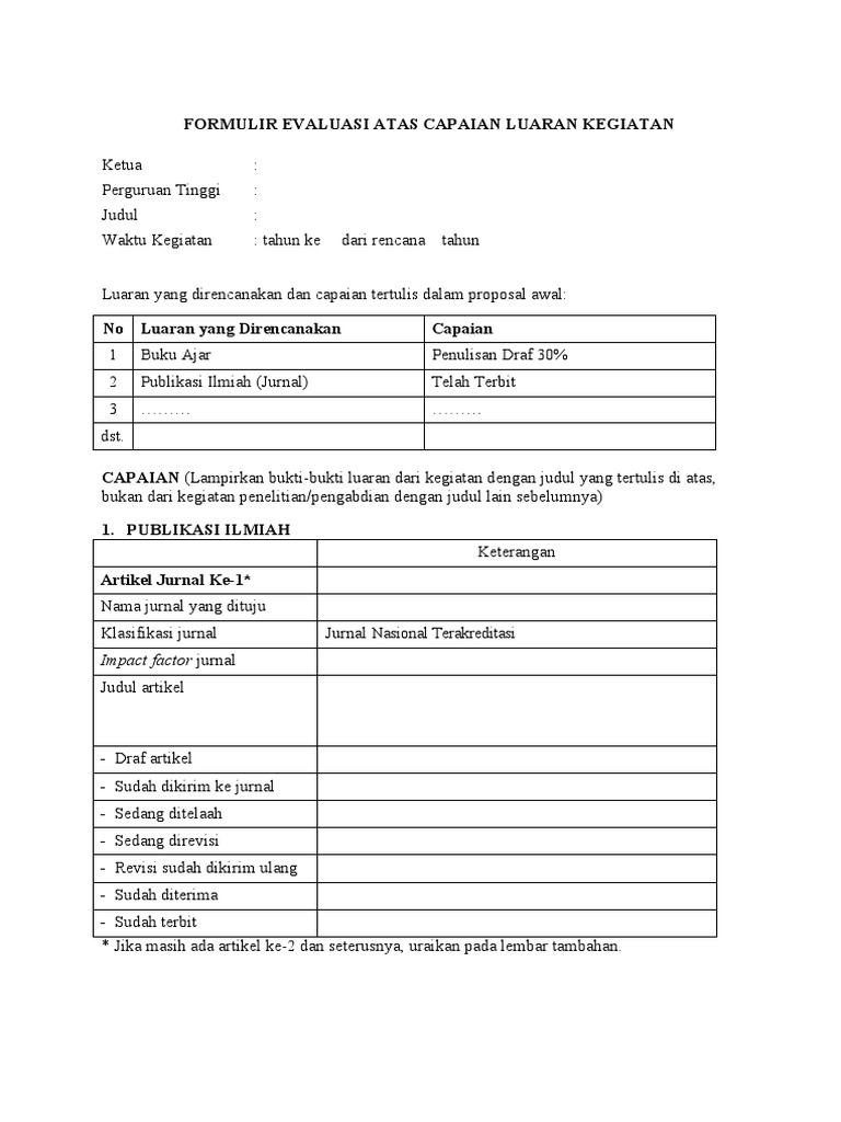 FORMULIR CAPAIAN Penelitian | PDF