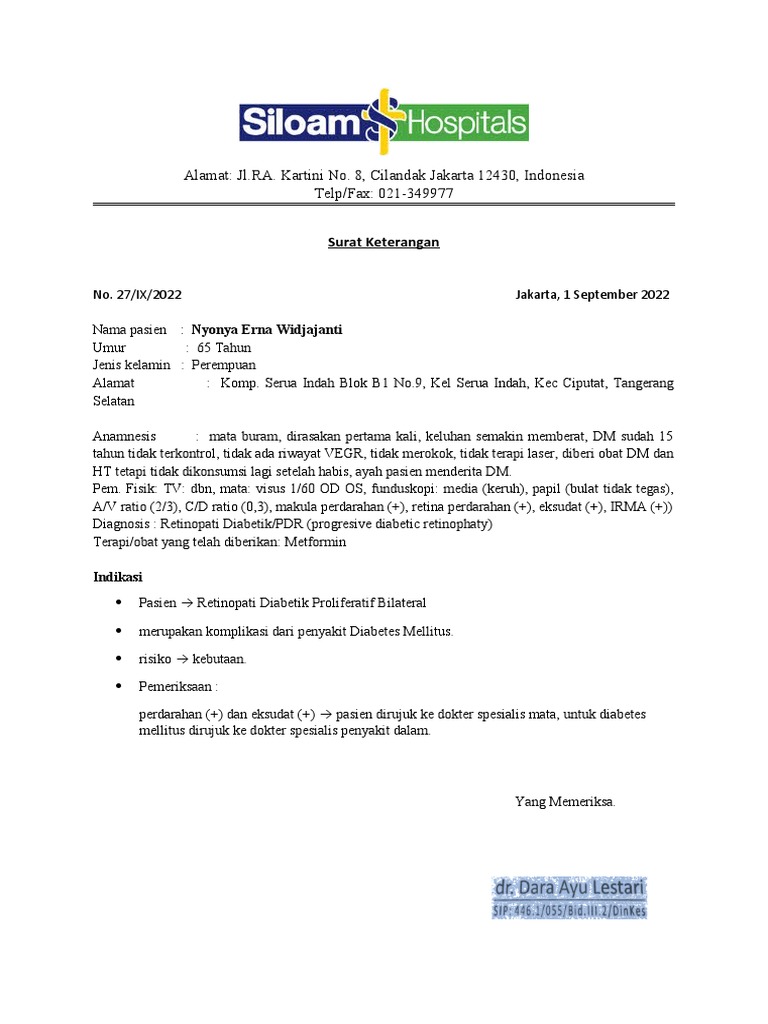 Surat Keterangan Sakit RS Siloam | PDF | Kesehatan Holistik | Sains ...