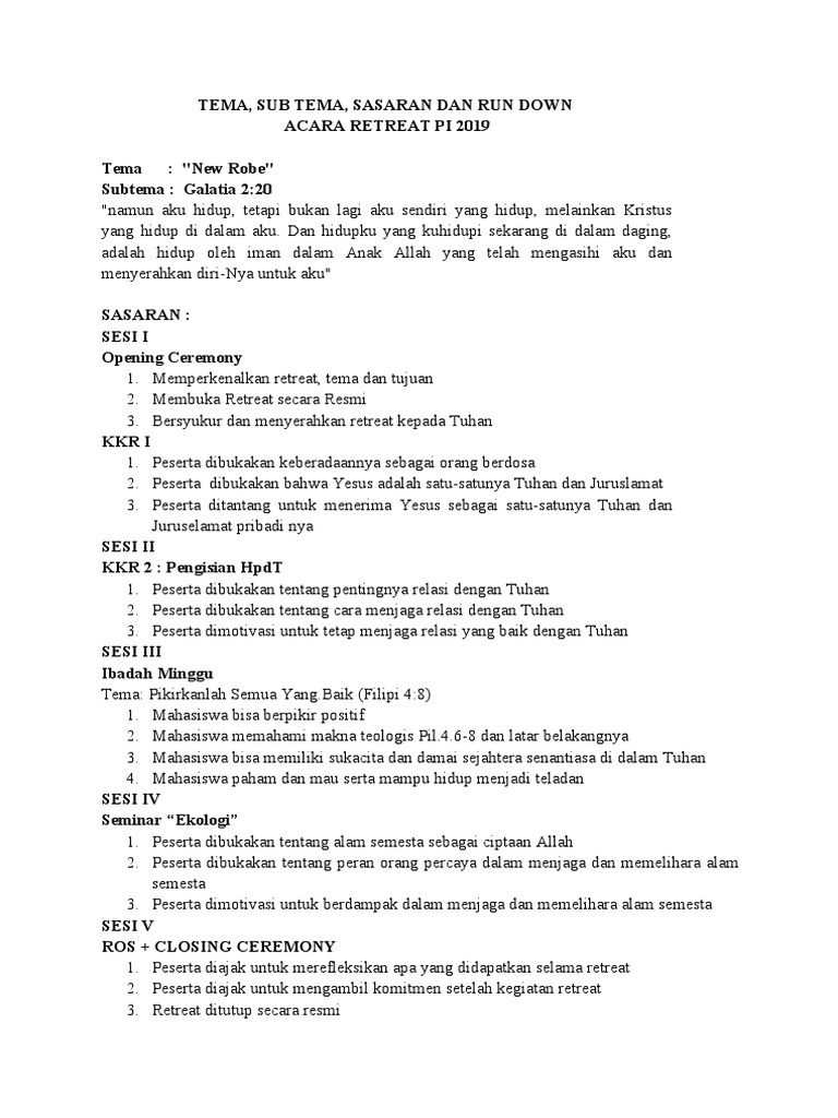 Tata Acara Retreat | PDF