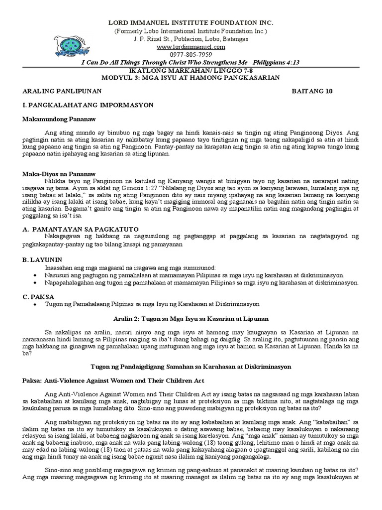 Araling Panlipunan Quarter 3 Week 7-8 | PDF