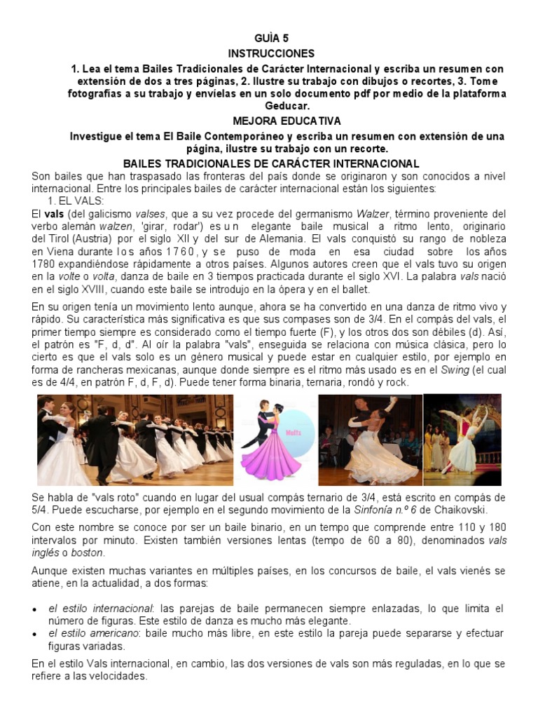 Bailes Tradicionales Internacionales | PDF | Reggae | Valses