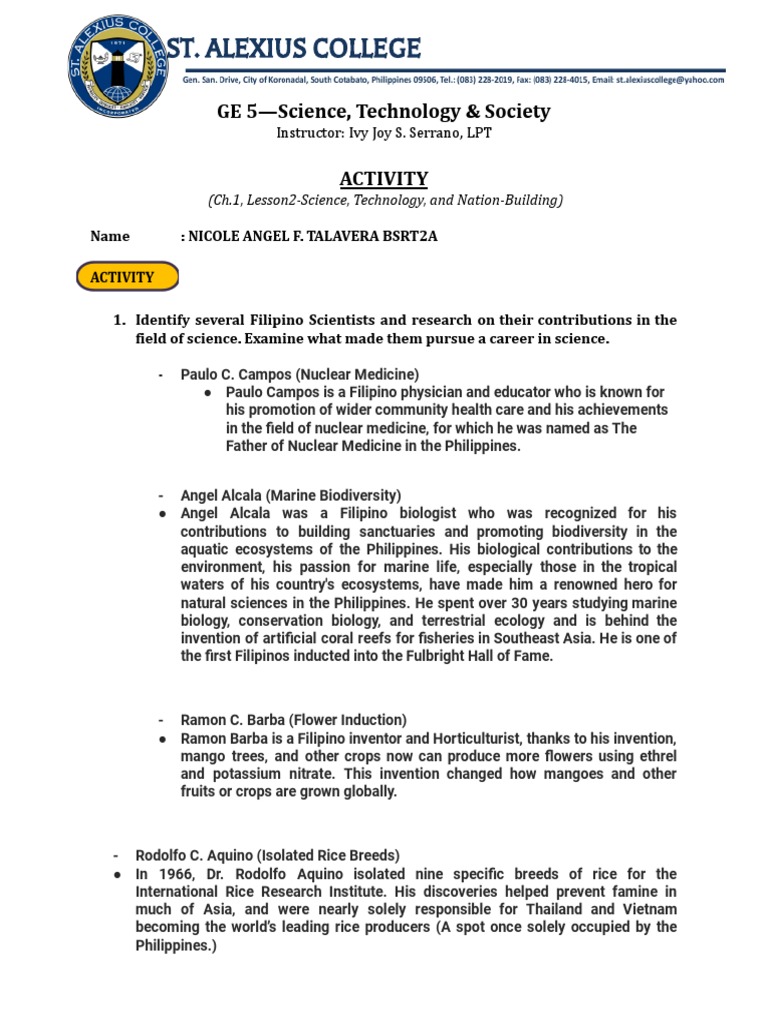 Filipino Scientists' Contributions | PDF | Wellness | Science & Mathematics