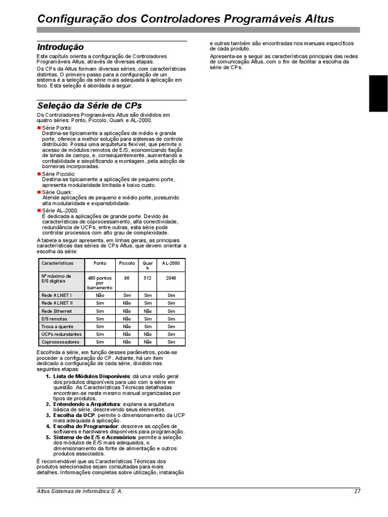 ALTUS, Configuraçao PLC | PDF | Rede de computadores | Topologia de rede