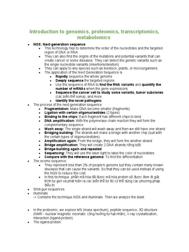 Introduction To Omics | PDF | Dna Sequencing | Polymerase Chain Reaction