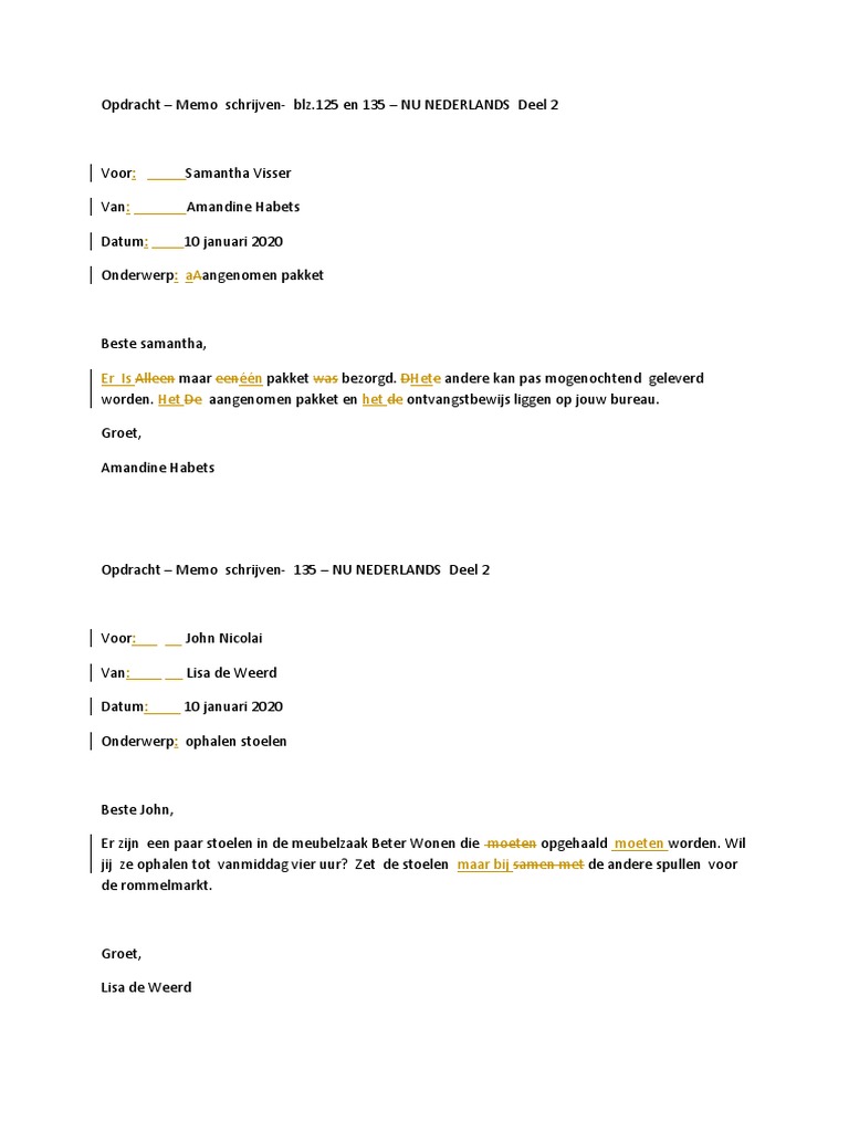 Memo schrijven 16-1 | PDF