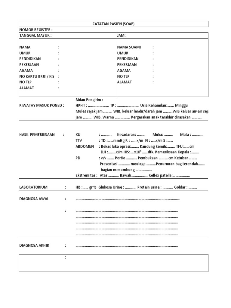 Contoh Catatan SOAP Kebidanan | PDF