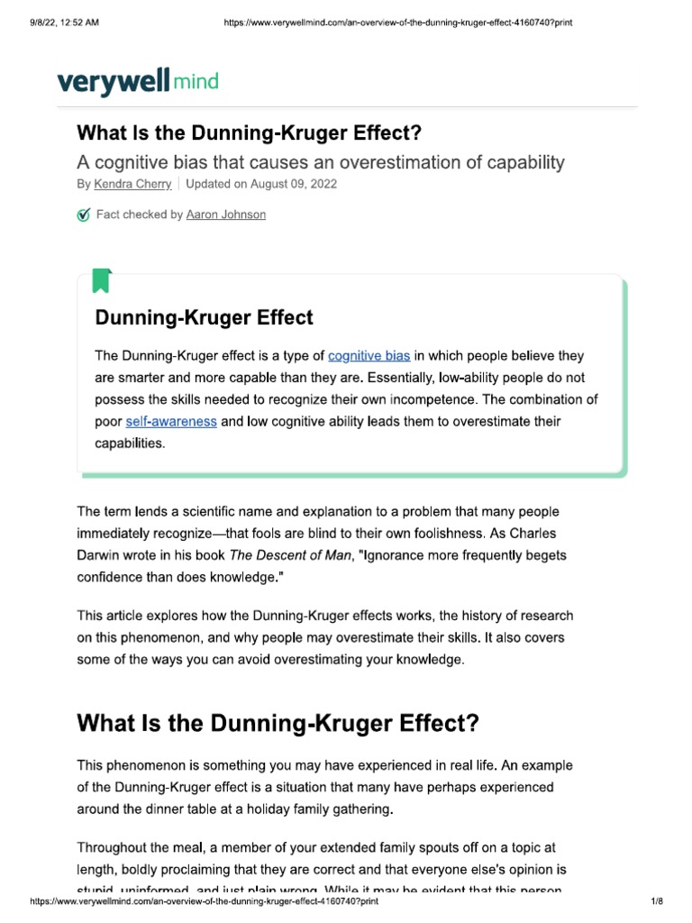 Dunning Kruger Effect | PDF