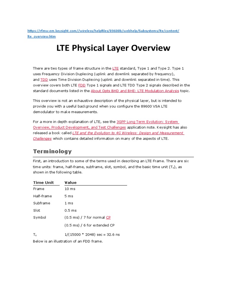 LTE Physical Layer Overview | PDF | Orthogonal Frequency Division Multiplexing | Duplex ...
