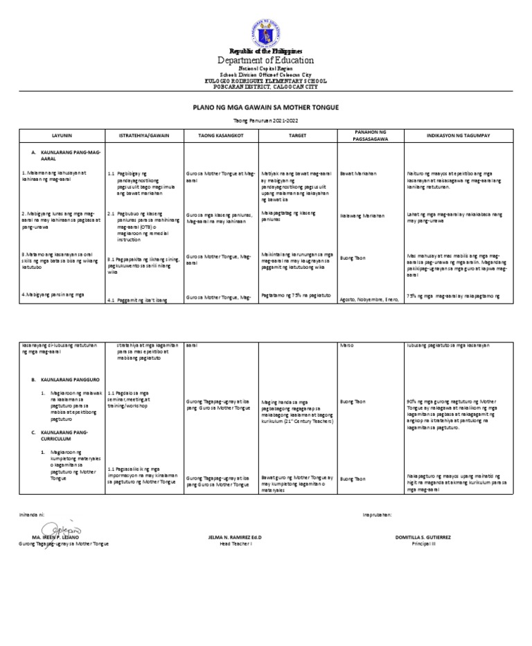 MTB MLE Action Plan | PDF