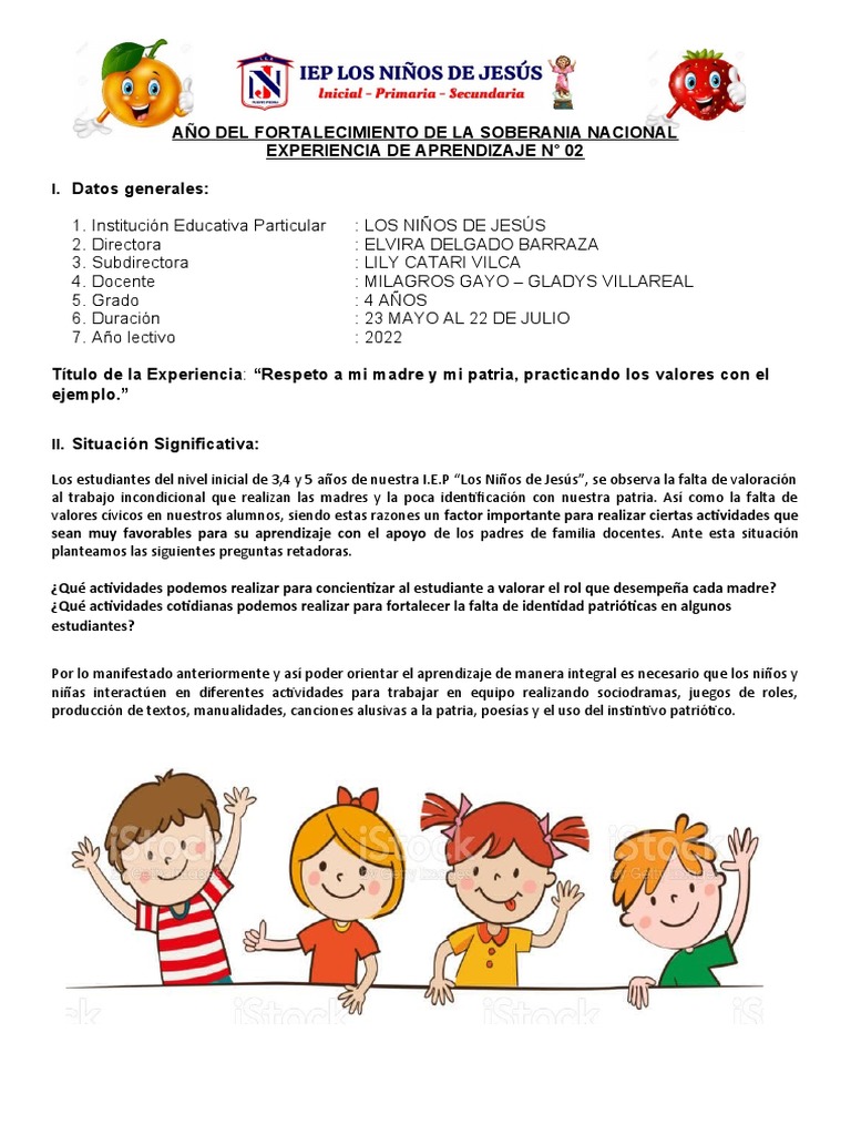 Experiencia de Aprendizaje - 2022 | PDF | Aprendizaje | Información