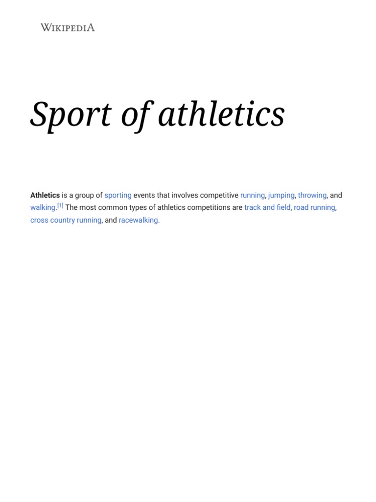 Sport of Athletics - Wikipedia | PDF | Track And Field | Sport Of Athletics
