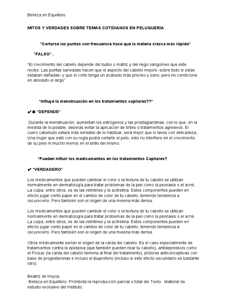 Mitos Y Verdades Pdf Pelo Champú