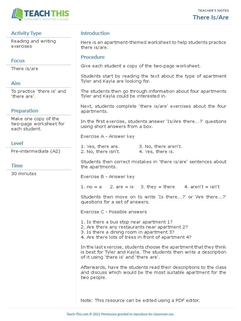 There Is Are Worksheet | Download Free PDF | Room | Bedroom