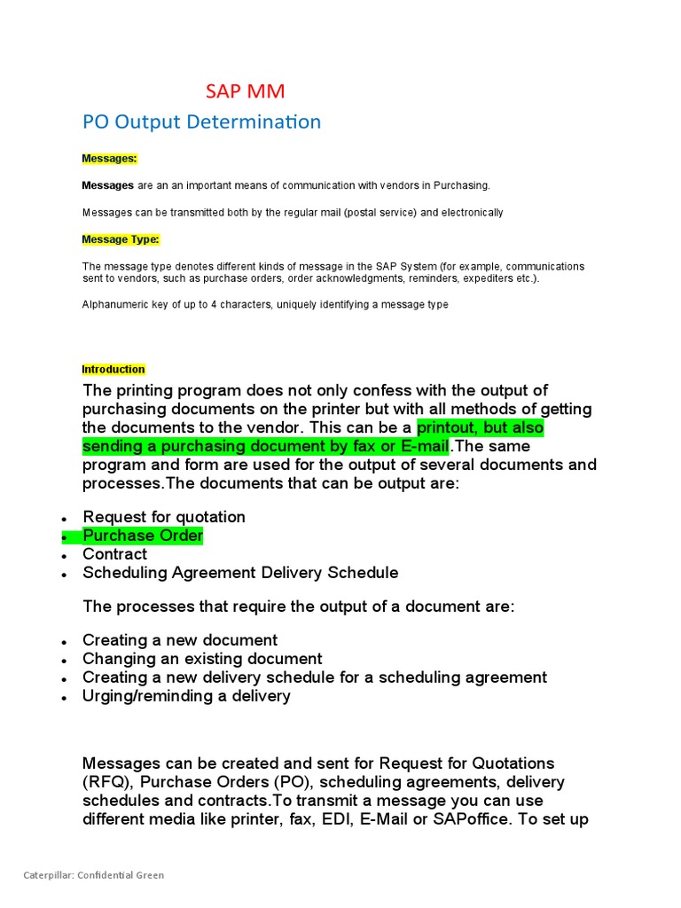PO Output Determination | PDF | Fax | Mail