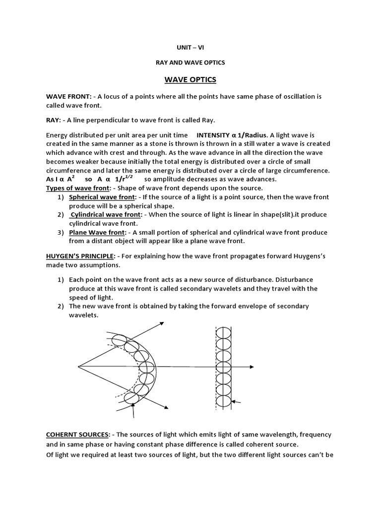 Unit - 6 Wave Optics N | PDF | Diffraction | Waves