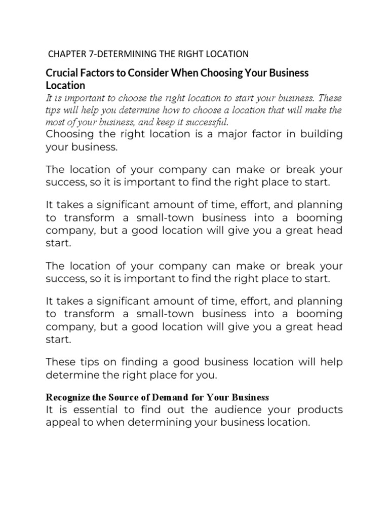Choosing the Right Business Location | PDF | Renting | Supply Chain