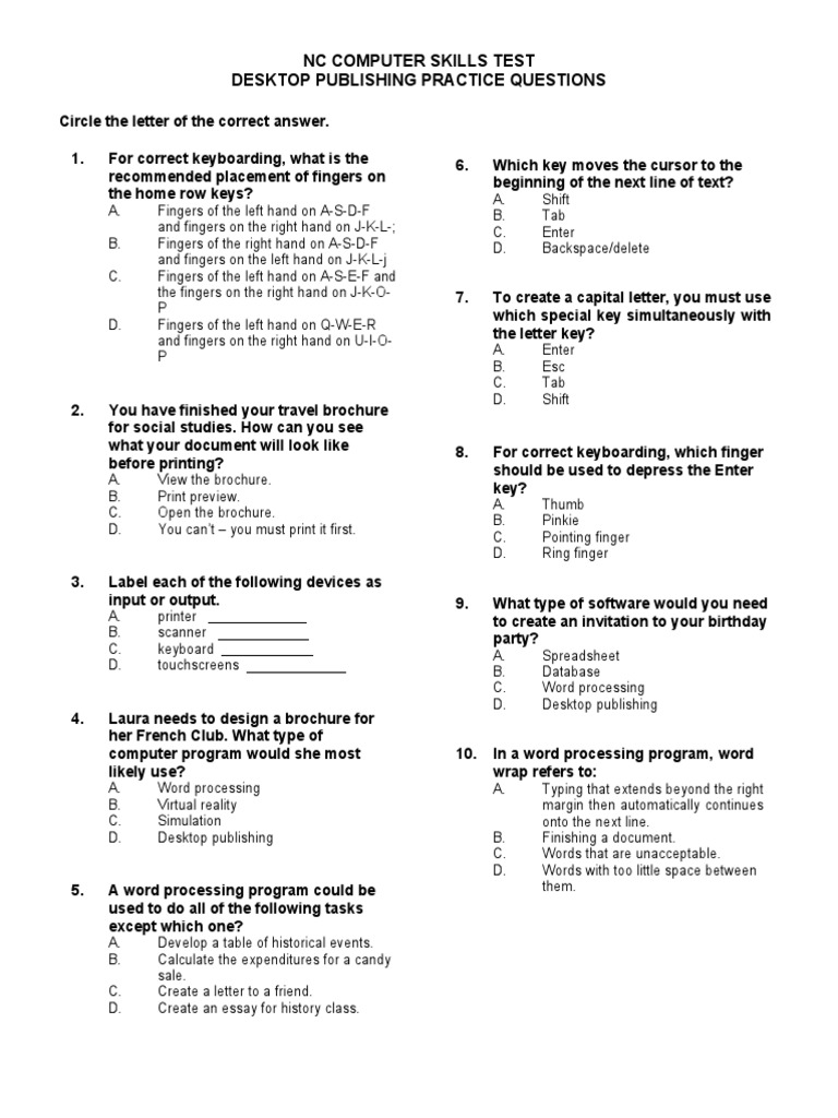 Desktop Multiple Choice Quiz | PDF | Computer Keyboard | Office Equipment