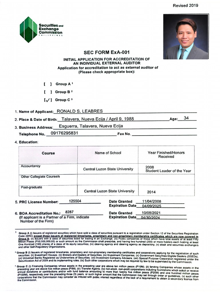 SEC Form ExA-001 | PDF