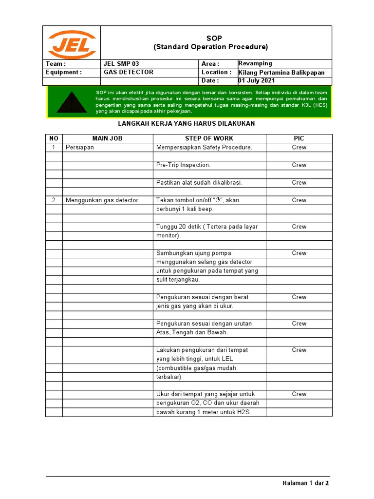 Sop - Gas Detector | PDF
