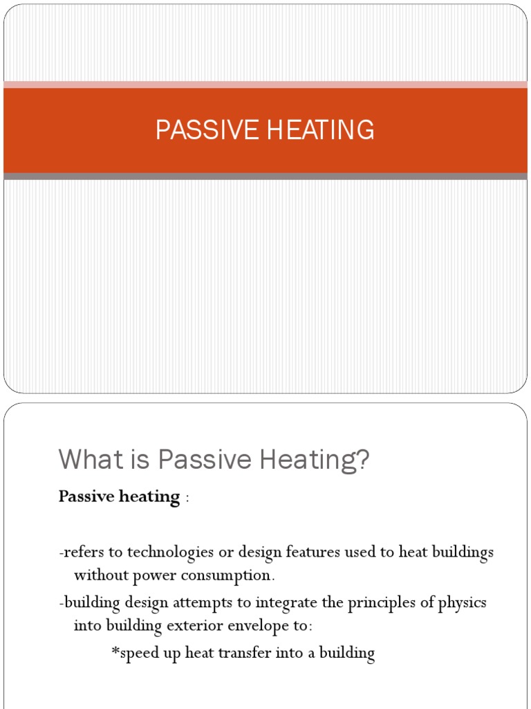 Passive Heating Techniques Explained | PDF | Nature | Physical Chemistry