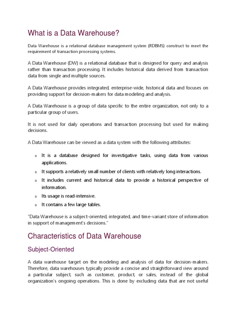 DWH Module 1 | PDF | Data Warehouse | Metadata