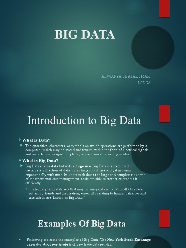 BIG DATA PGDCA PPT | PDF | Analytics | Big Data
