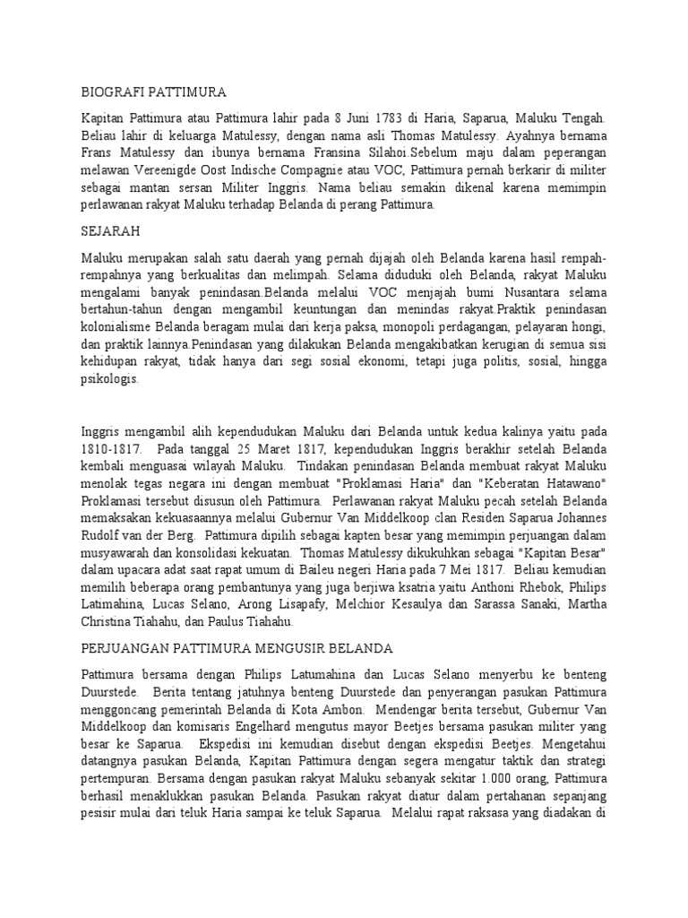Biografi Pattimura | PDF | Politik
