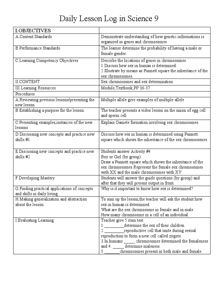Daily Lesson Log In Science 9 Pdf Sex Learning