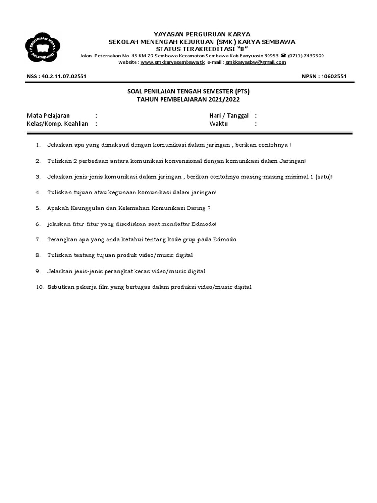 Kop Soal Simdig | PDF | Komputer