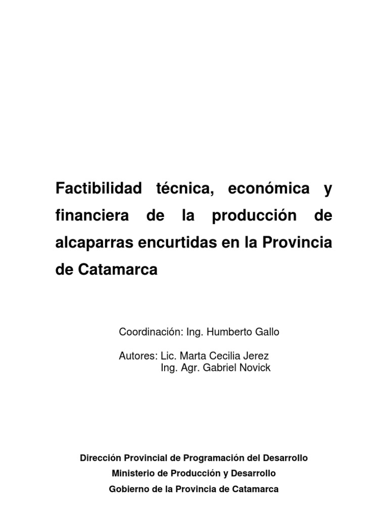 Factibilidad Tecnica y Economica de La Produccion de Alcaparras | PDF | Agricultura | Business